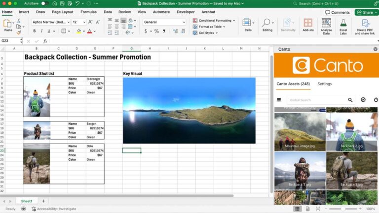 Integration for your DAM system – Microsoft Excel | Canto